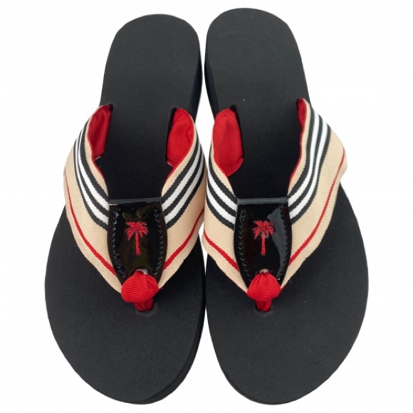 Elizabeth B. | Shoes | Eliza B Leather Man Ltd Wedge Flip Flops Black ...